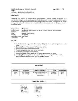 Saravanan QA Automation Manual Testing 2Years Exp PDF