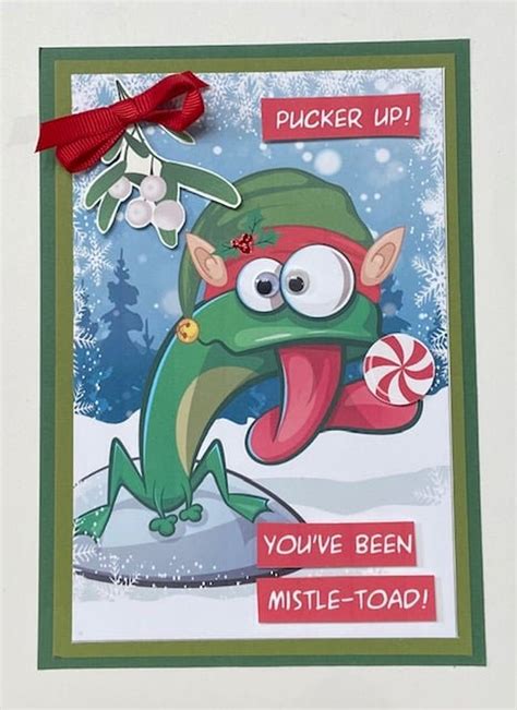 Printable Christmas Cards Toad Christmas Mistle Toad Card Etsy