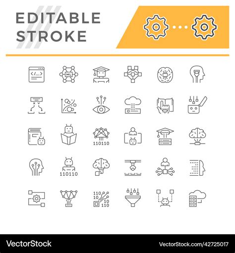 Set Line Icons Of Machine Learning Royalty Free Vector Image