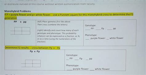 Solved Monohybrid Problems If P Purple Flower And P White