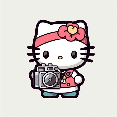 Premium Photo Hello Kitty With Camera Wallpaper Generative Ai
