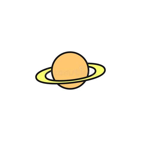 Saturn Icon Element Of Space Outline Color Icon Thin Line Icon For Website Design And