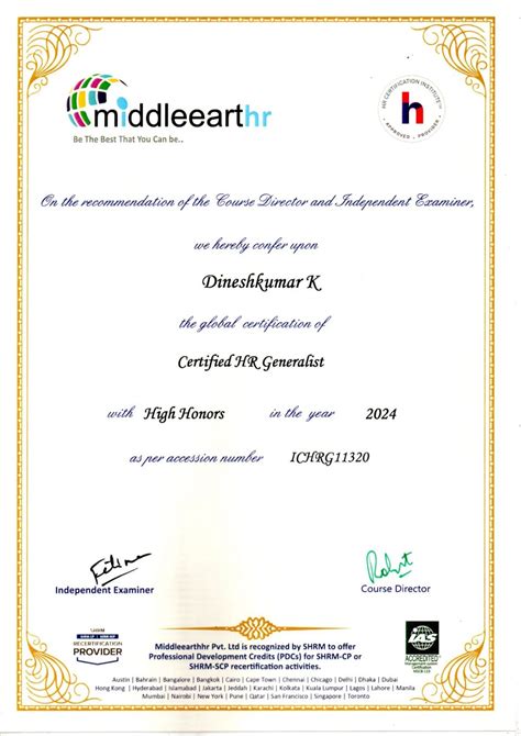 Dineshkumar K On Linkedin Dear Professionals I Am Elated To Announce That I Am Now A Certified Hr