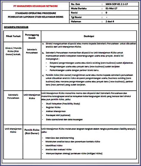 Contoh Standard Operating Procedur Kerja Pdf