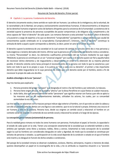 Resumen Teoria Gral Del Derecho Catedra Rabbi Baldi Iribarne Pdf