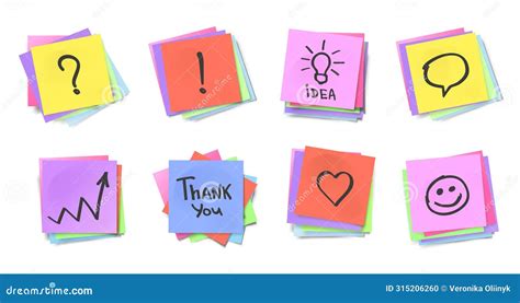 Sticky Note Messages Stacked Colorful Adhesive Notes Reminder Pads