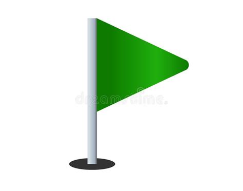 Triangular Gradient Green Flag Icon With Silver Pole Stock Illustration