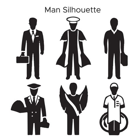 Conjunto De Silhuetas De Homem Com Pacote De Vetores Gr Tis Vetor Premium