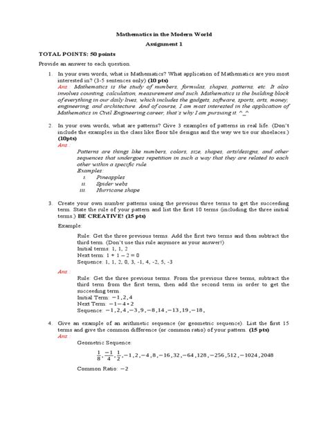 assignment 1 in mmw pdf pattern mathematics