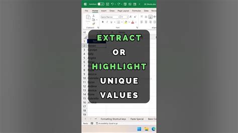 Extract Or Highlight Unique Values In Excel Youtube