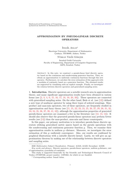 Pdf Approximation By Pseudo Linear Discrete Operators