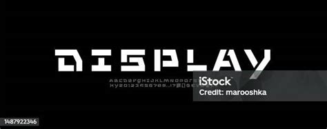 스텐실 테크 폰트 추상 미술 알파벳 트렌디한 모던 화이트 라틴 문자 Az 아라비아 숫자 09 디자인 미래 벡터 일러스트레이션