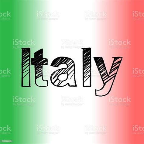 이탈리아 브러시 페인트 손으로 그린 깃발배경에 글자를 그린 인사말 카드 오버레이 포스터 용 디자인 템플릿 개념에 대한 스톡 벡터