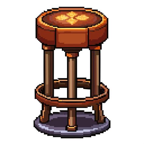 Pixel Art Wooden Stool Illustration Retro Game Vintage Furniture Design