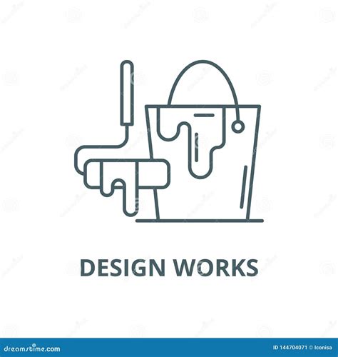 Design Works Line Icon Vector Design Works Outline Sign Concept Symbol Flat Illustration