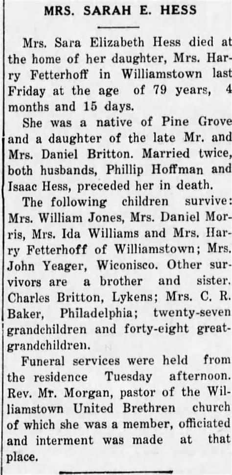 Sarah E Britton Obituary ™