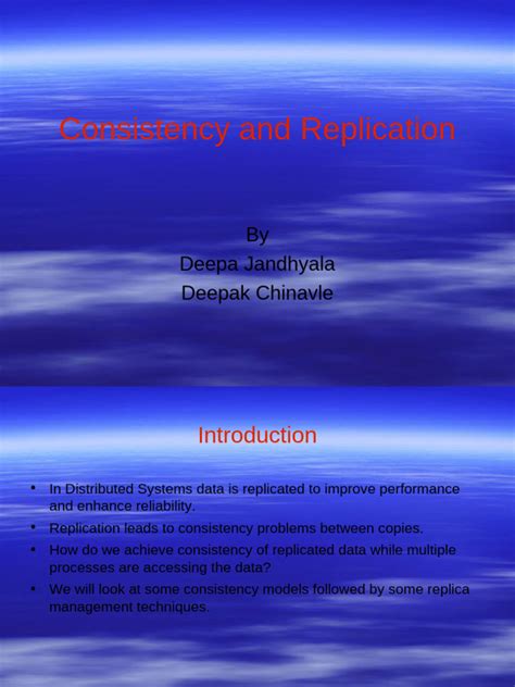 Deepak And Deepa Consistency And Replication Pdf Replication