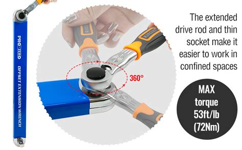 Ezghar Pro Zero Offset Extension Wrench 15 Inch 38 Drive 3 Adapter Set