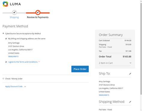 Magento 2 Cybersource Payment Secure Acceptance Module Webkul