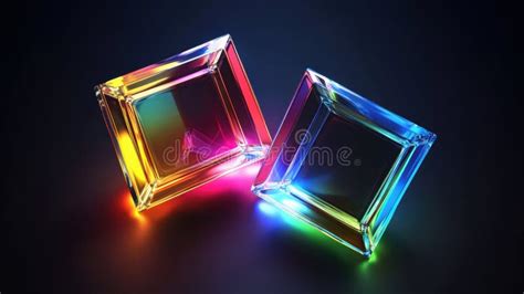 Colorful Translucent Cubes Floating In A Dark Space Reflecting Light