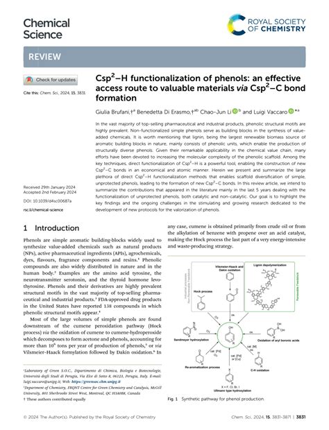 PDF CspH Functionalization Of Phenols An Effective Access Route To Valuable Materials Via