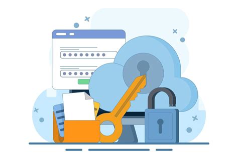 Cloud Security System Concept Data Stored On Secure Cloud Server Cloud Storage Password