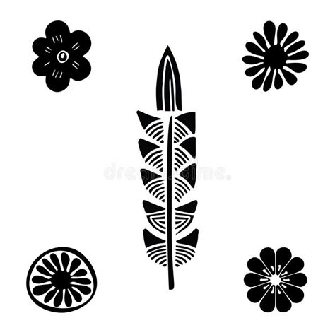 Vector Flower Doodle Vector Icon Collection Set Of Floral Motif In Scandi Style Stock Vector