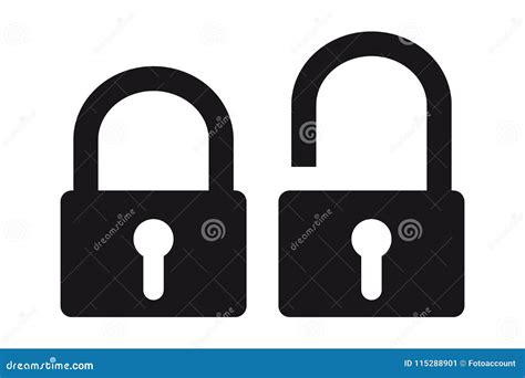 Security Padlock Locked And Unlocked Icons Vector Illustration Isolated On White Stock