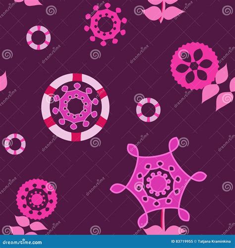 Seamless Pink Floral Colorful Kaleidoscopic Pattern For Design Textile And Background Stock