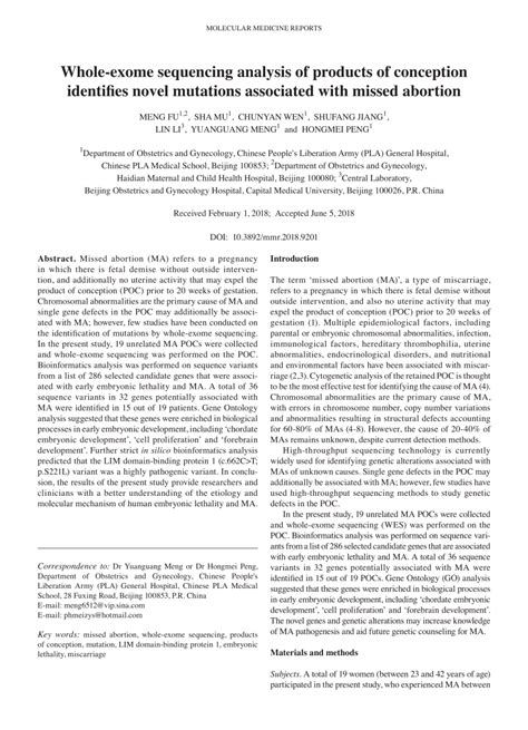 Pdf Whole‑exome Sequencing Analysis Of Products Of Conception