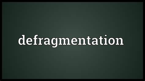 Defragmentation Meaning YouTube