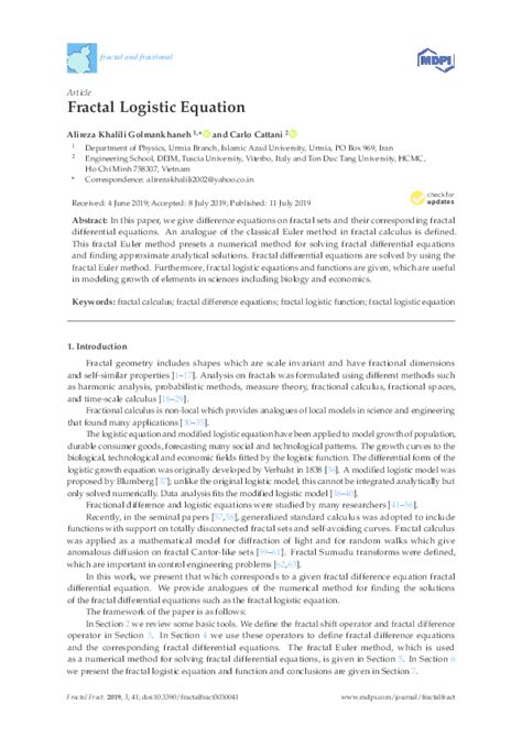 Pdf Fractal Logistic Equation