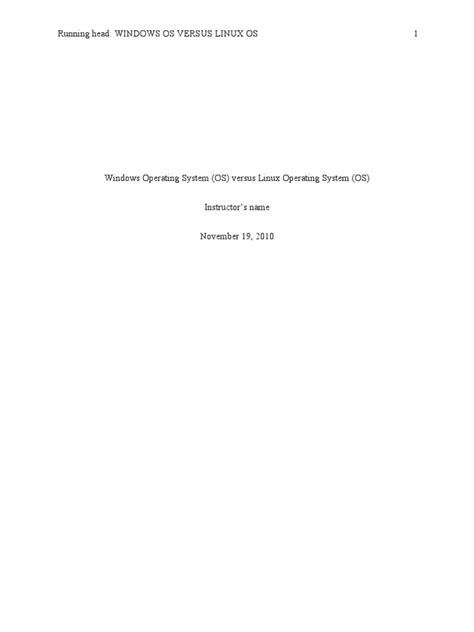 Pdf Windows Operating System Os Versus Linux Operating System Os