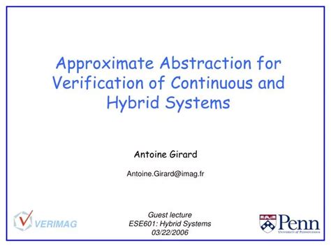 Ppt Approximate Abstraction For Verification Of Continuous And Hybrid