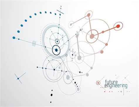 기계 구성표 원 및 메커니즘의 기하학적 부분이 있는 벡터 엔지니어링 도면 기술 계획은 웹 디자인 및 배경 화면 또는 배경으로 사용할 수 있습니다 프리미엄 벡터