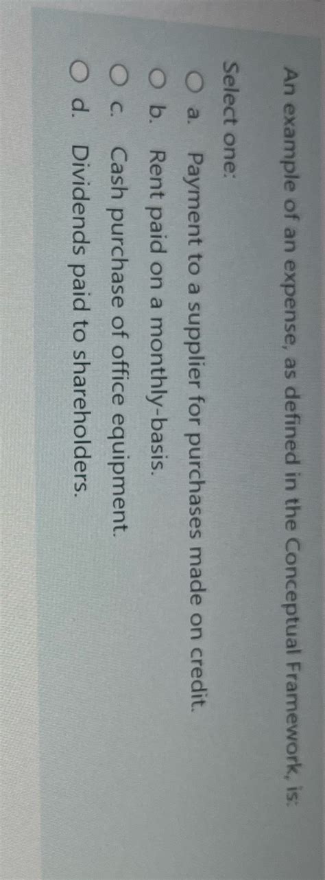 Solved An Example Of An Expense As Defined In The Conceptual