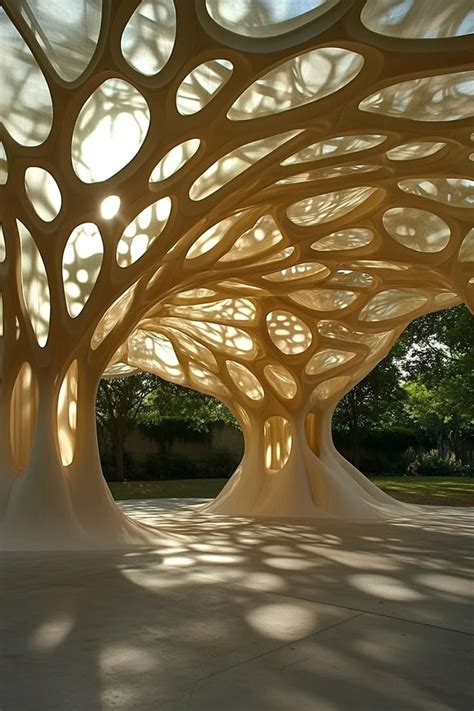 Abstract Pavilion With Organic Shapes And Sunlight Patterns Pavilion