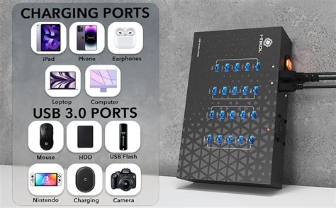 20 Port Usb 3 0 Hub 5gbps Sync And High Speed Data Transfer Usb Hub With Power