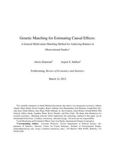 Genetic Matching For Estimating Causal Effects Jasjeet S Sekhon