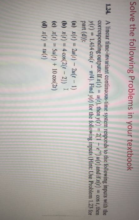 solved 1 17 determine whether these continuous time systems