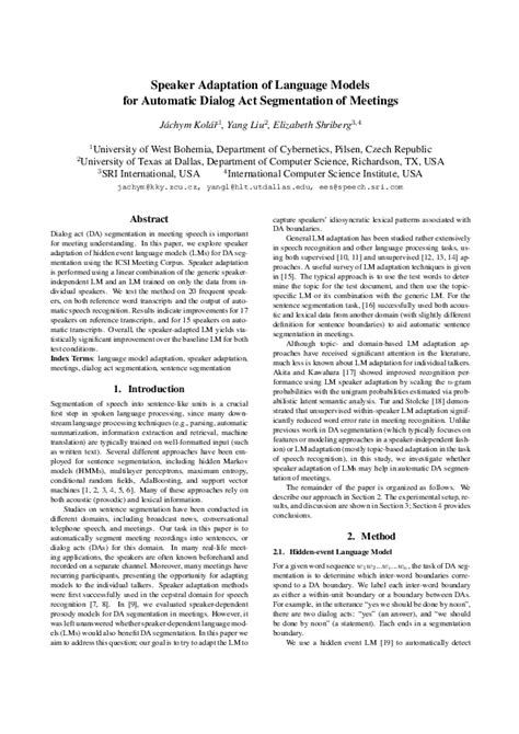 pdf speaker adaptation of language models for automatic dialog act