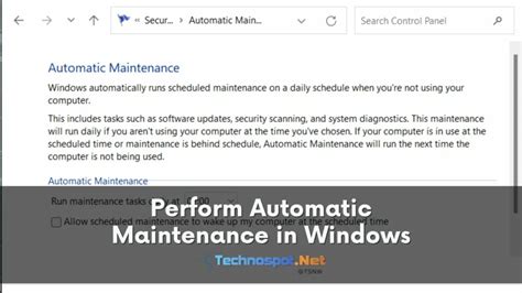 How To Perform Automatic Maintenance In Windows