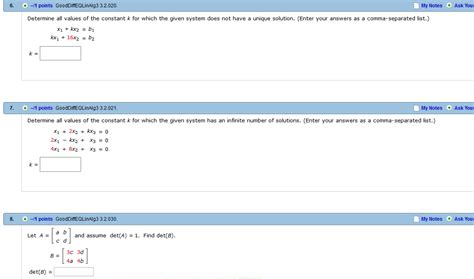 Solved Determine All Values Of The Constant K For Which The