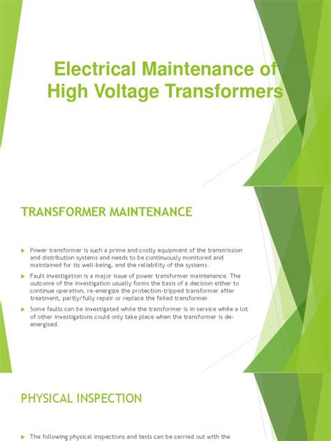 Transformer Maintenance Pdf Transformer Switch