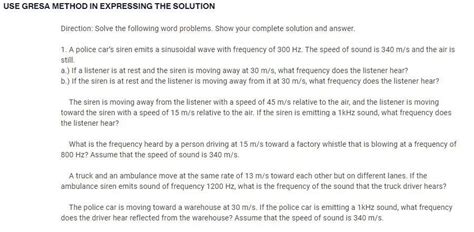 solved use gresa method in expressing the solution