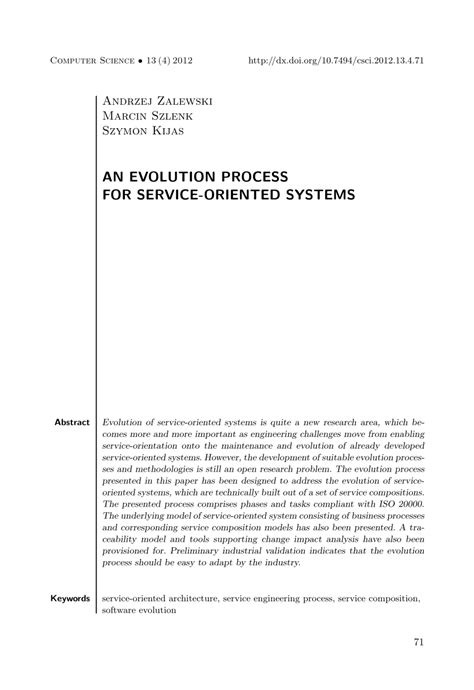 Pdf An Evolution Process For Service Oriented Systems