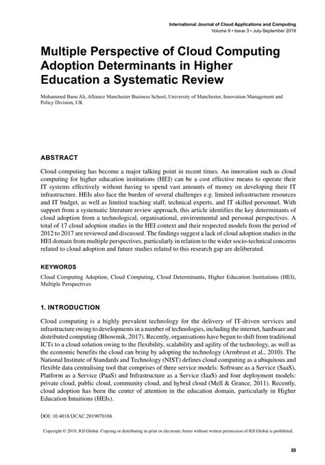 Pdf Multiple Perspectives Of Cloud Computing Adoption Determinants In Heis A Systematic