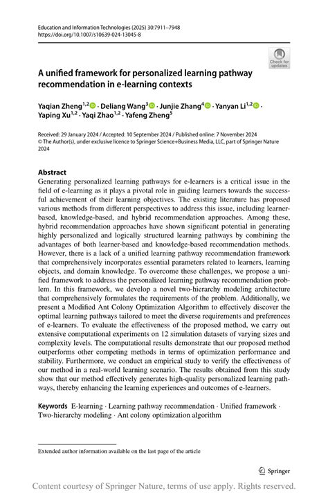 A Unified Framework For Personalized Learning Pathway Recommendation In E Learning Contexts