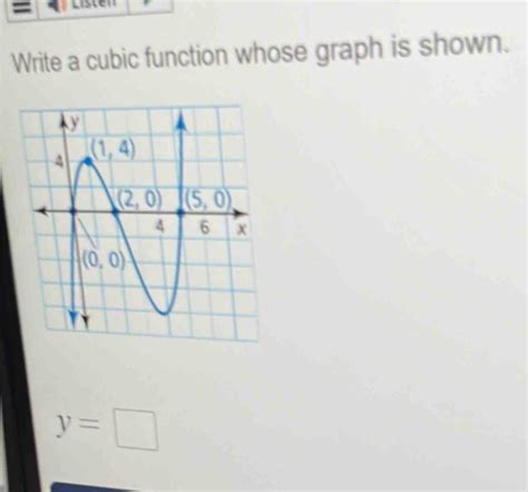 solved lise write a cubic function whose graph is shown y [algebra]