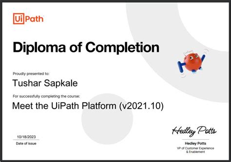 completed rpa course with uipath tushar sapkale posted on the topic